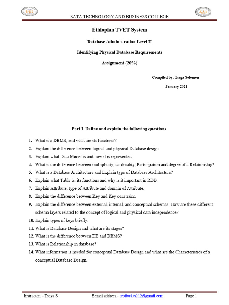 Assignment For Print | PDF | Databases | Relational Database