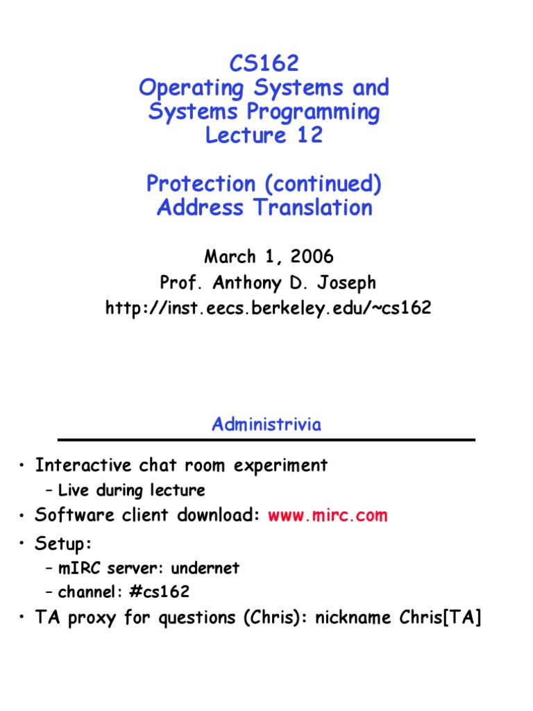 Lec12 Translation | PDF | Kernel (Operating System) | Process (Computing)