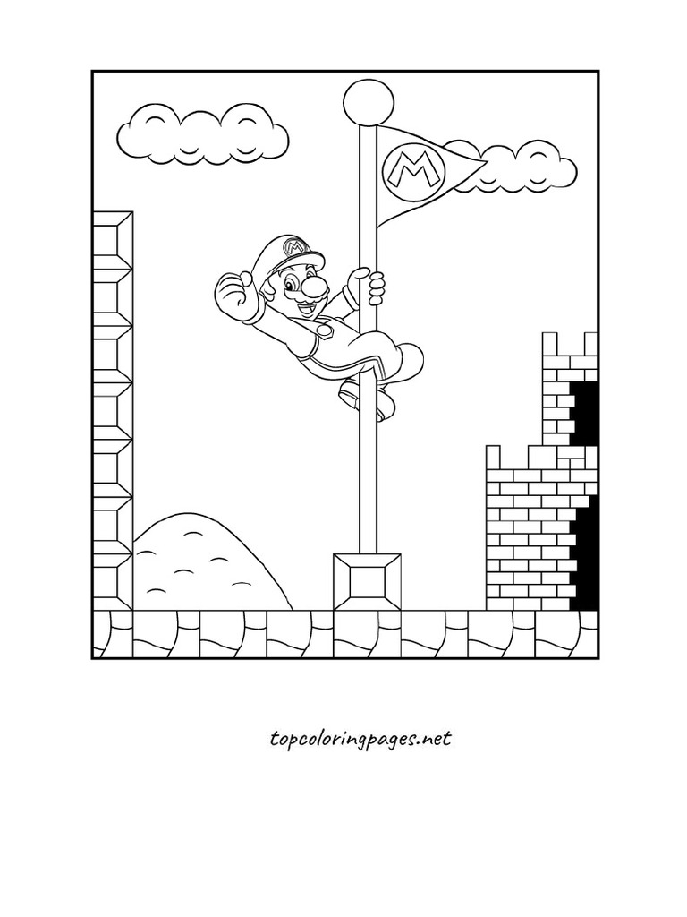 Coloring Page Super Mario Game - Flaggg | PDF