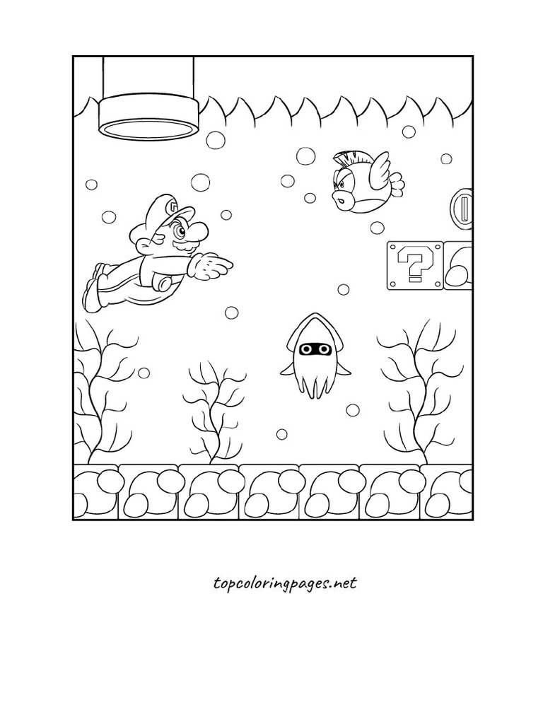 Super Mario Game Coloring Page Underwater | PDF