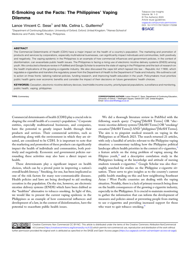 The Philippines' Vaping Dilemma | PDF | Electronic Cigarette | Tobacco ...