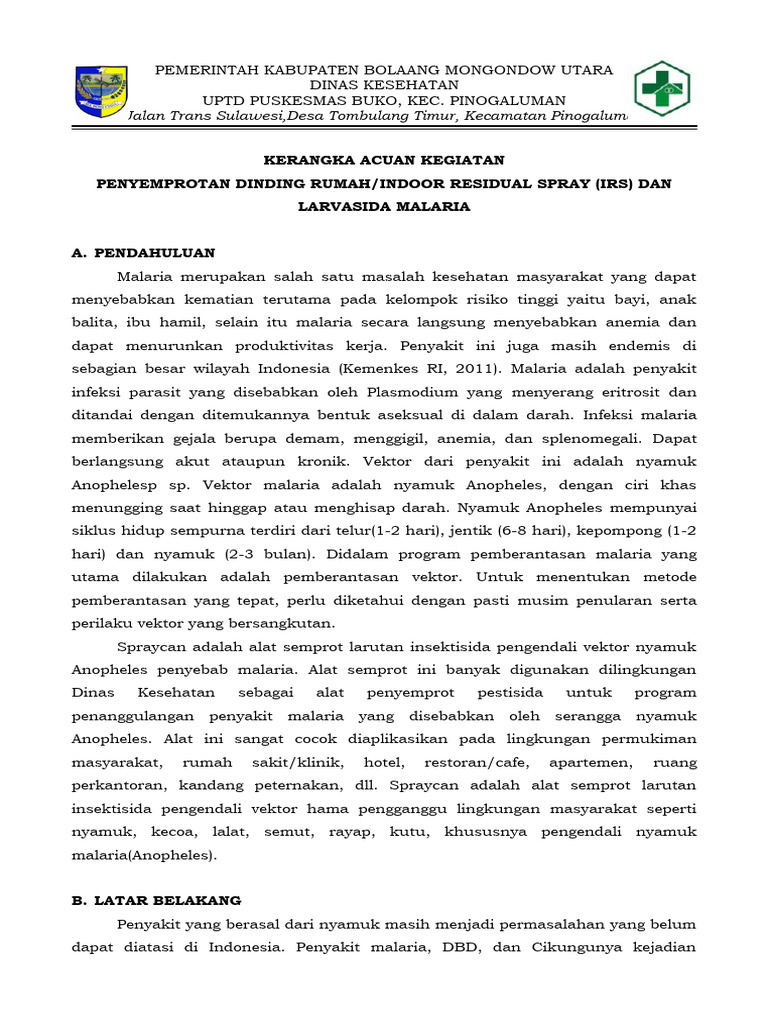 Penyemprotan IRS Malaria di Buko | PDF | Sains & Matematika
