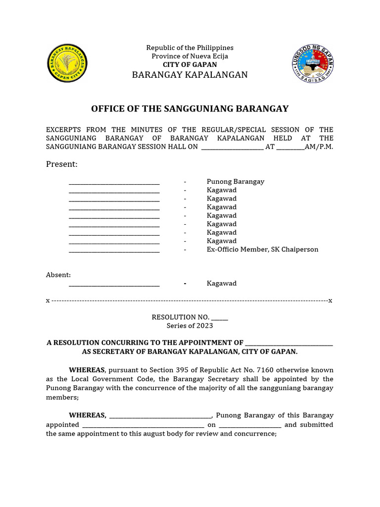 Resolution On The Appointment of Barangay Treasurer | PDF | Government ... Resolution On The Appointment of Barangay Treasurer | PDF | Government ...