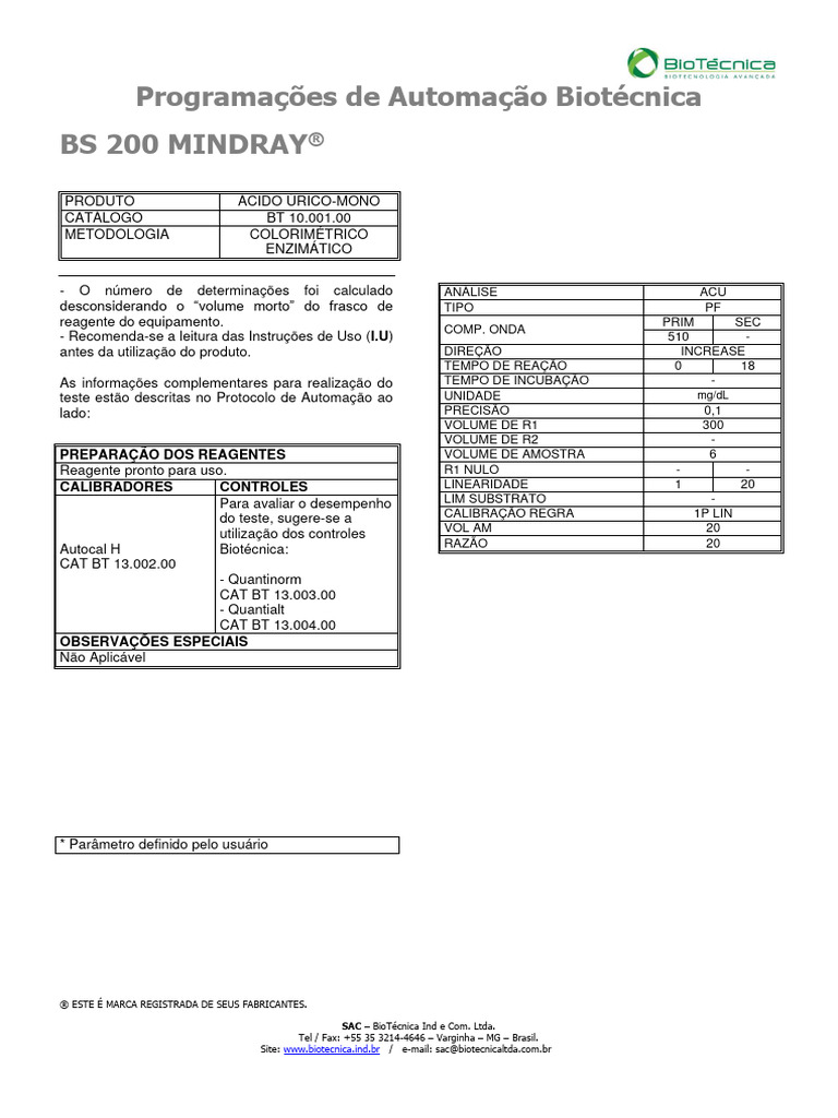 BS-200 Bioquimica | PDF | Automação | Reações químicas