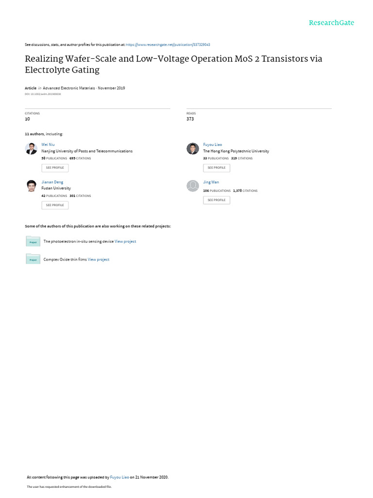 5 - Realizing Wafer-Scale and Low-Voltage Operation MoS2 Transistors ...
