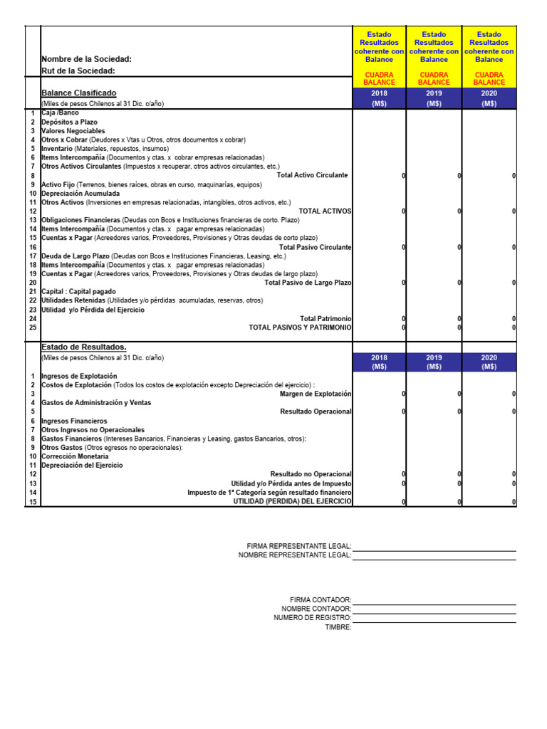 Anexo C - Formato Estándar para Estados Financieros | PDF | Hoja de ...