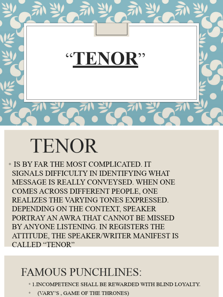 Tenor | PDF