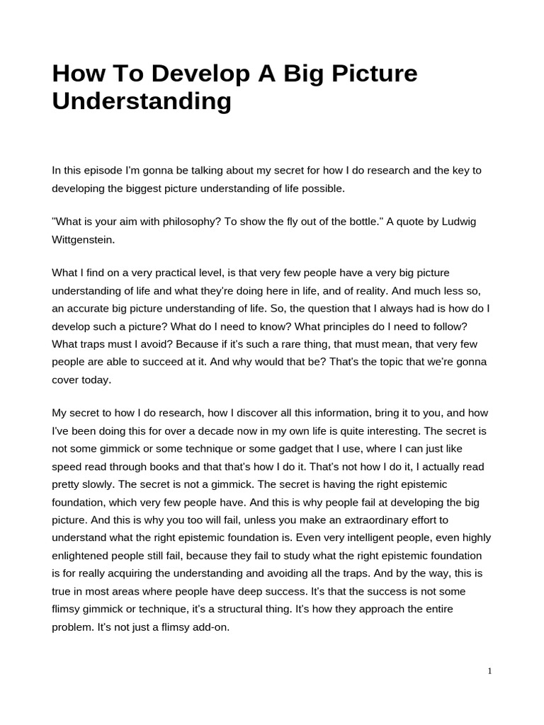 How To Develop A Big Picture Understanding | PDF | Epistemology ...