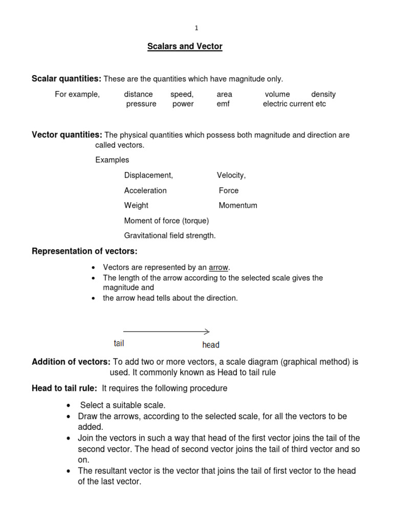 Scalars and Vectors Explained | PDF | Euclidean Vector | Force