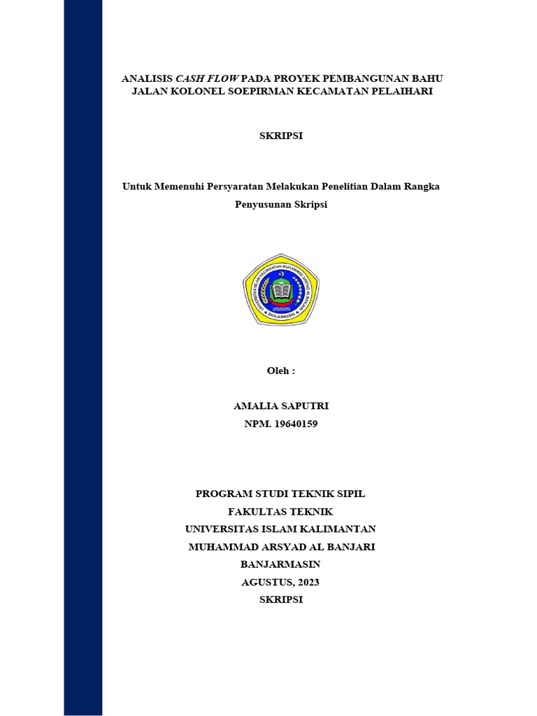 Analisis Cash Flow Proyek Jalan Pelaihari | PDF