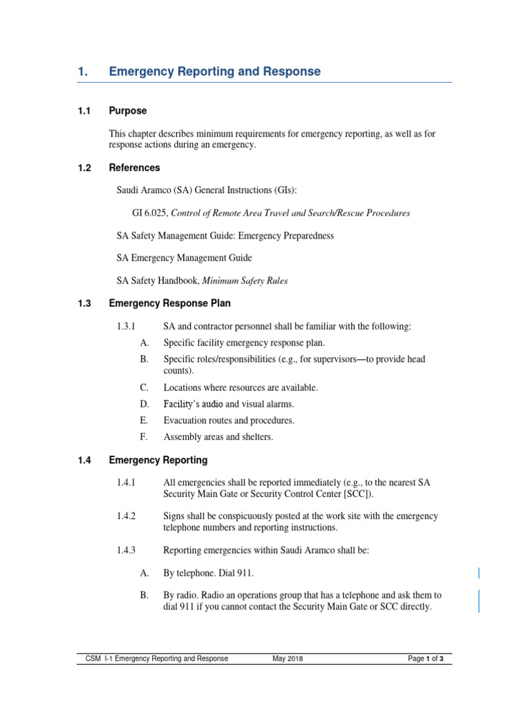 Part I - 01 Emergency Reporting and Response | PDF | Emergency ...