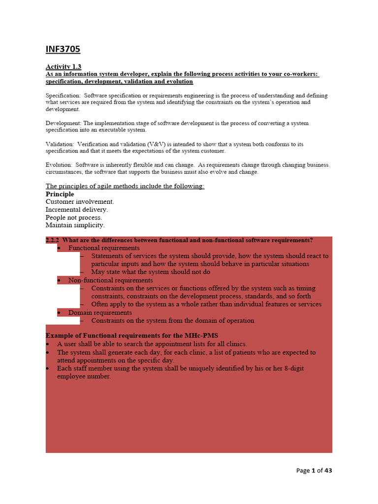 INF3705 Exam Summary | Download Free PDF | Agile Software Development | Automated Teller Machine