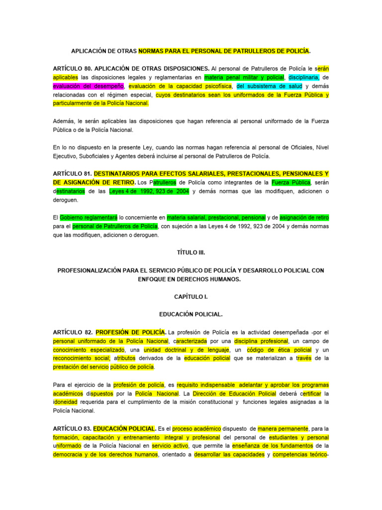 Parte Ley 2179 Resumida Estatuto De Carrera Pdf Policía