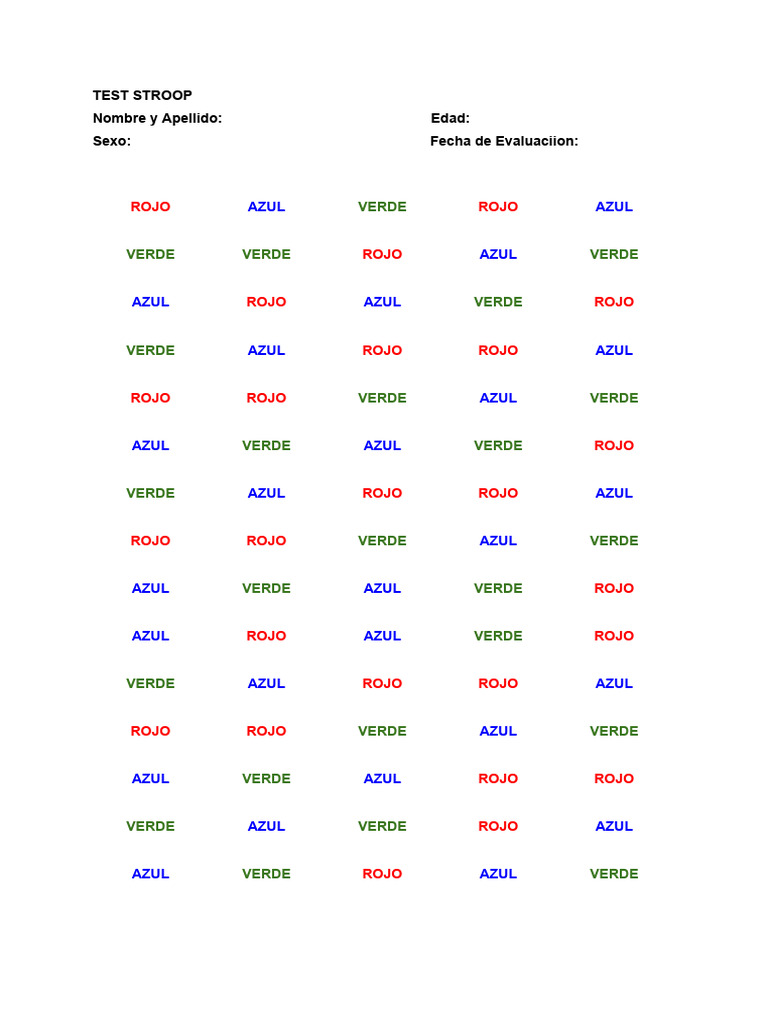 Test Stroop | PDF