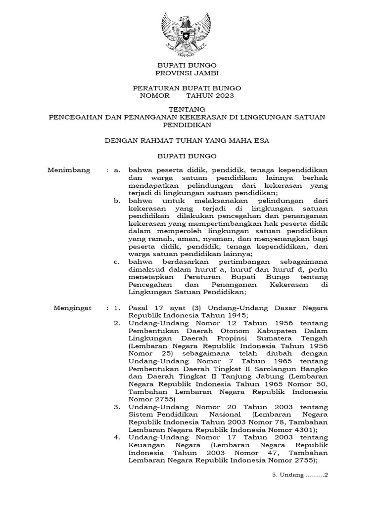 Draft Konsep Rancangan PERBUP TPPK | PDF