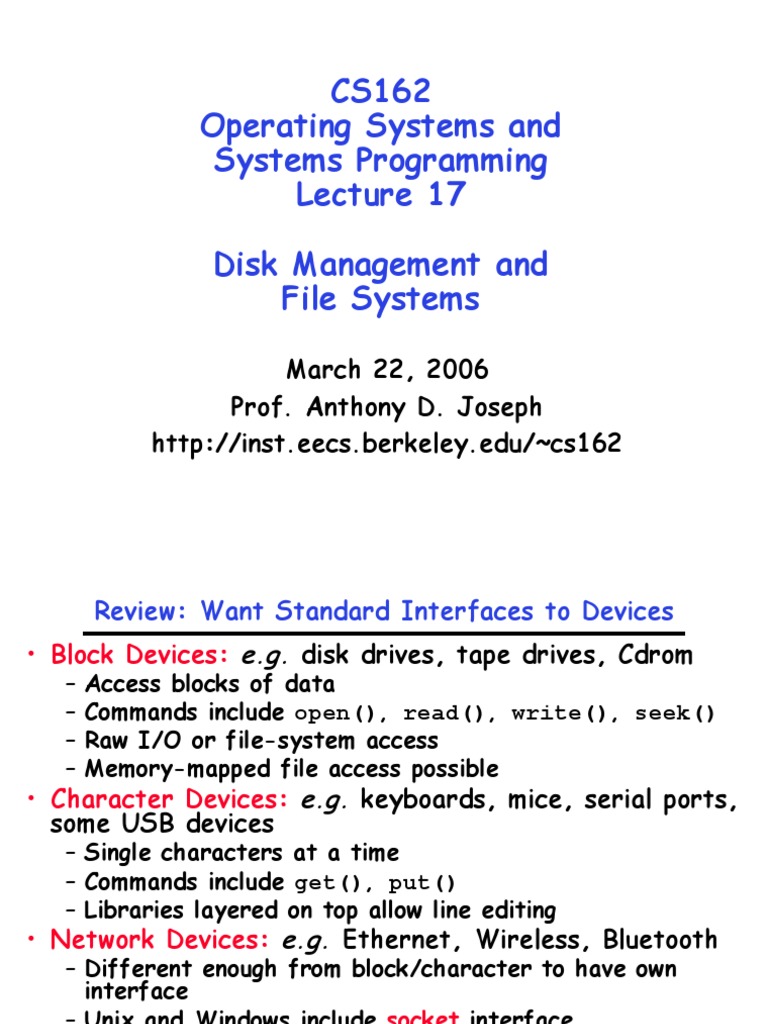 Lec17 Disks | PDF | Hard Disk Drive | File System