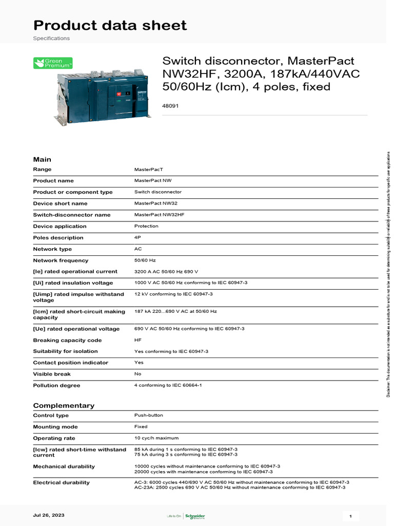 MasterPact Switch-Disconnectors - 48091 | PDF | Electromagnetism ...