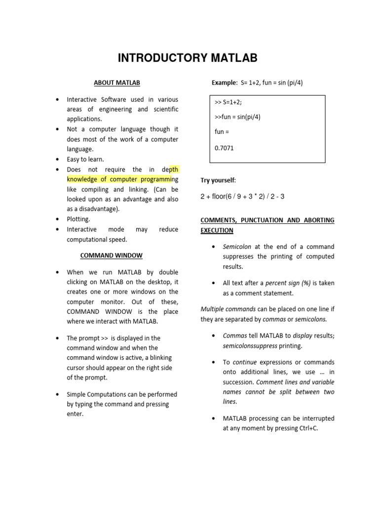 Final MATLAB (1) (1) - 1 | PDF | Matrix (Mathematics) | Eigenvalues And Eigenvectors