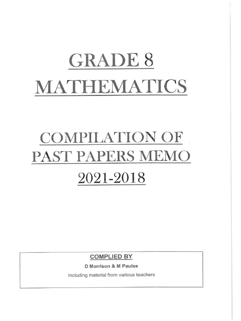 Grade 8 Past Papers MEMO | PDF