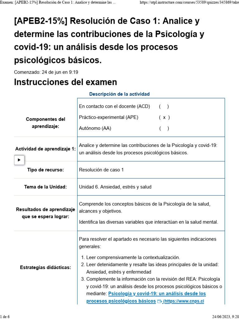 Examen (APEB2-15 - ) Resolución de Caso 1 Analice y Determine Las Contribuciones de La ...