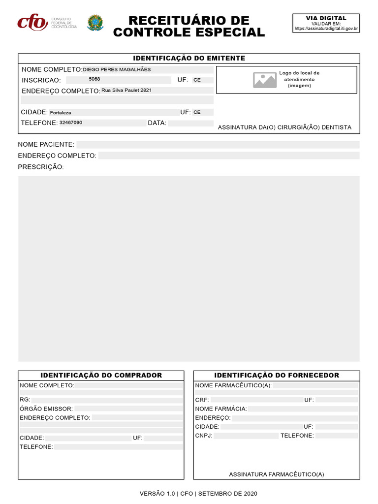 Receituario de Controle Especial | PDF | Receita médica | Farmacêutico Receituario de Controle Especial | PDF | Receita médica | Farmacêutico