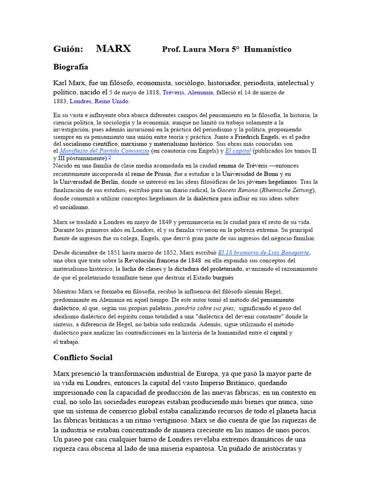 Guión Marx.docx (1) | PDF | Karl Marx | Sociedad