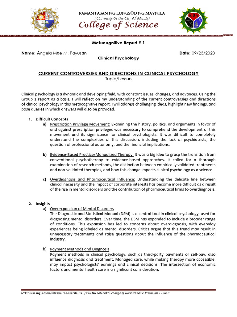 PAYUSAN, Angela Mae M. - BSPSY 3-5 | PDF | Psychology
