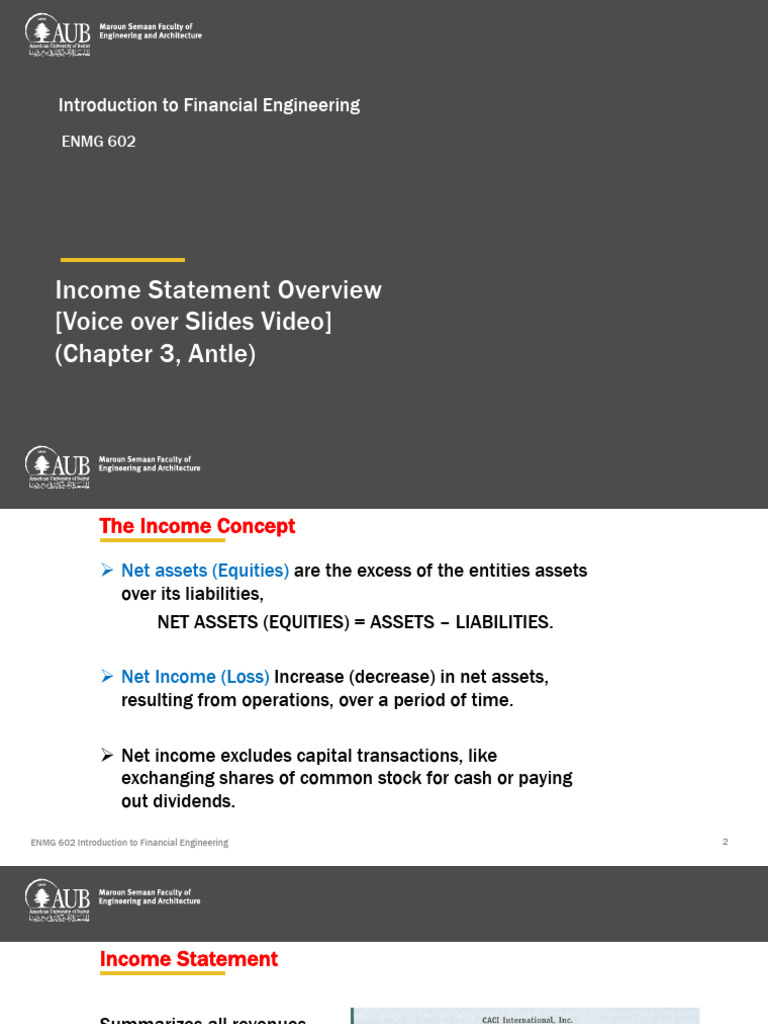 Income Statement Basics in Financial Engineering | PDF | Finance & Money Management