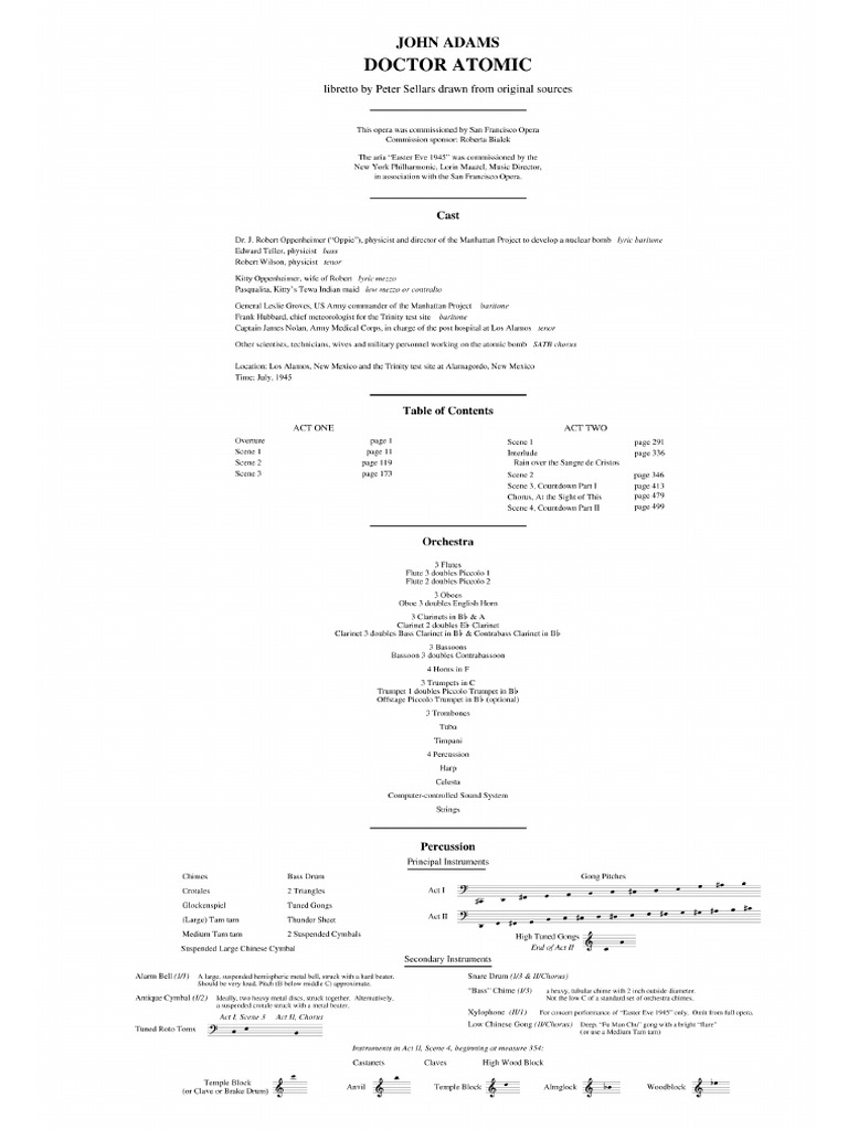 Adams Dr. Atomic - Act 1 Scene 2 | PDF