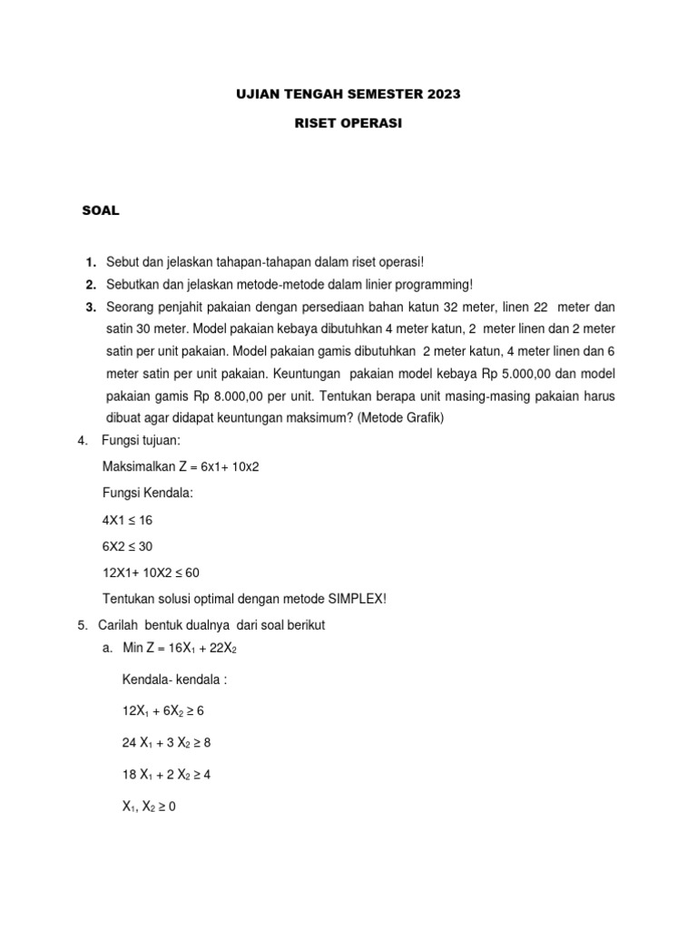 Uts Riset Operasi 2023 | PDF