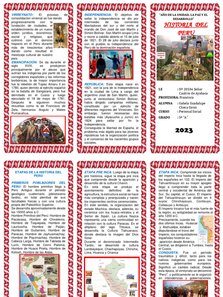 Triptico Historia Del Peru | PDF | Perú | Imperio Inca