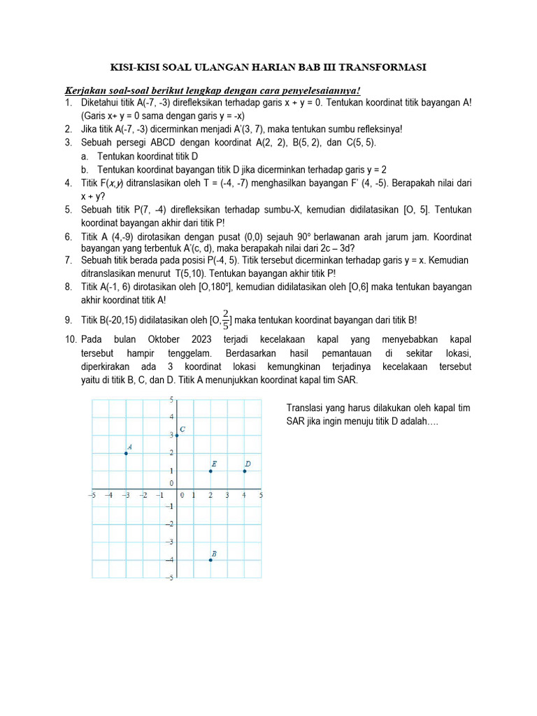 Kisi-Kisi Soal Transformasi | PDF | Metode & Bahan Ajar