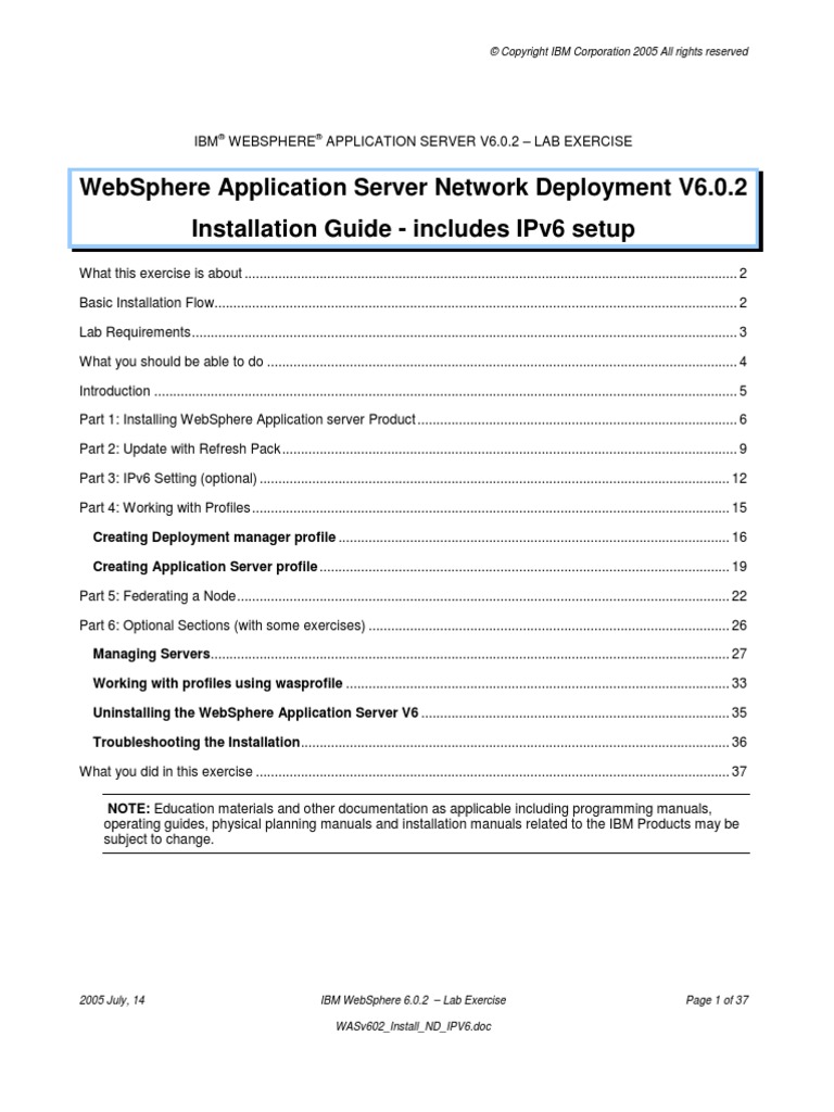 Websphere Application Server Network Deployment V6.0.2 Installation ...