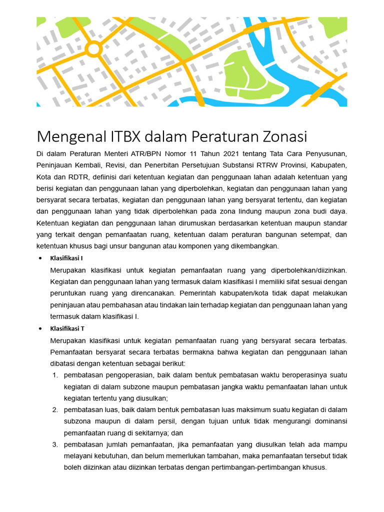 Mengenal ITBX Dalam Peraturan Zonasi | PDF
