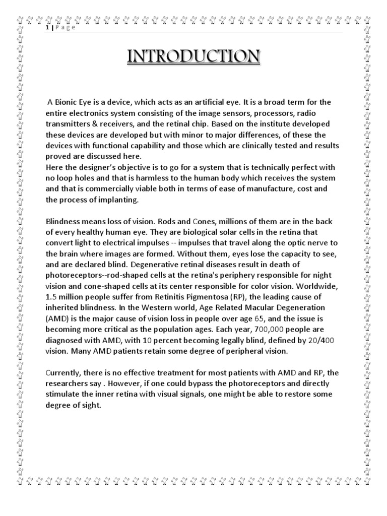 Bionic Eye Report | PDF | Retina | Visual Perception