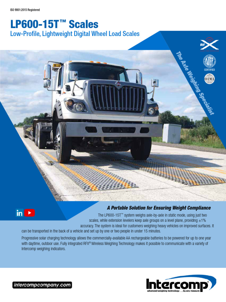 Balanza INTERCOMP LP600-15T Por Ejes 30TN Con RFX Integrada y Rampas Niveladora | PDF ...