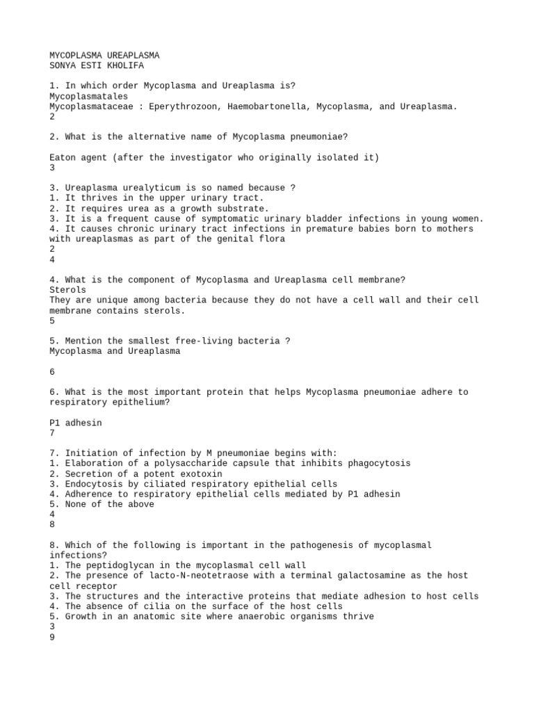 Mycoplasma Ureaplasma | PDF | Mycoplasma | Pneumonia