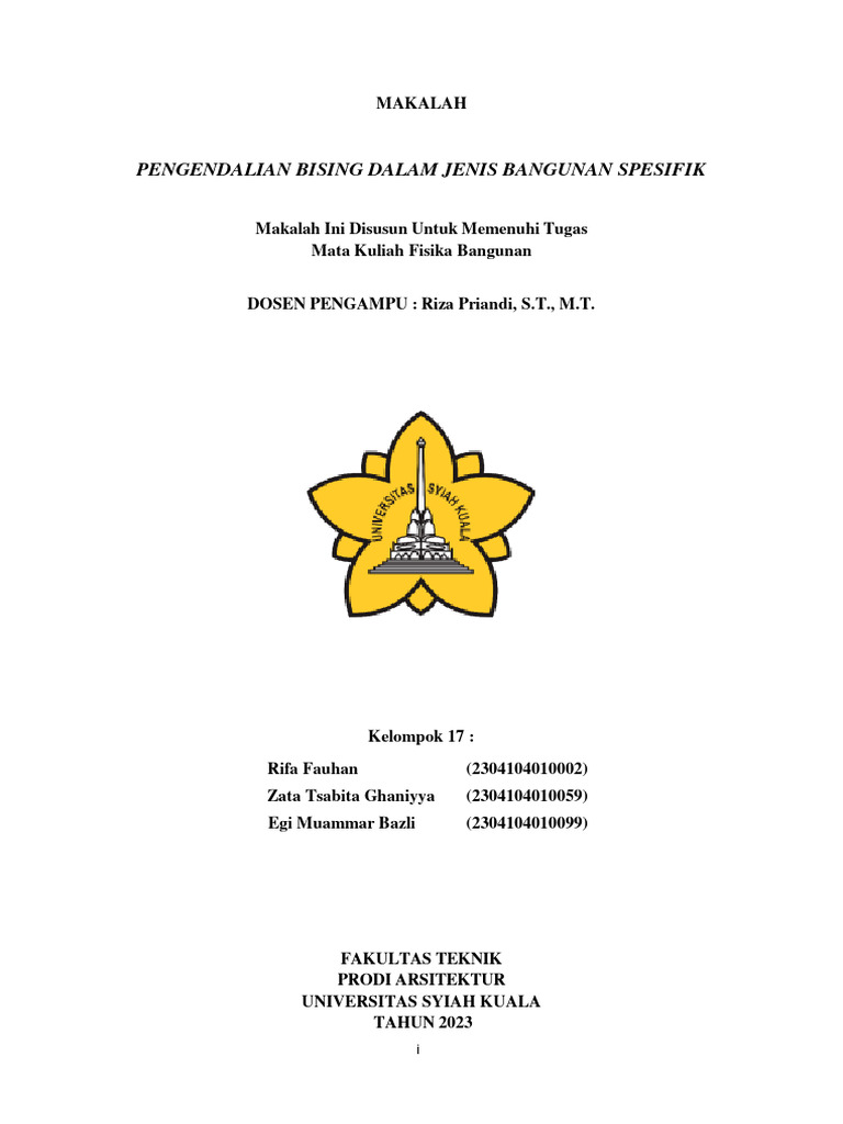 (Fisbang) Makalah Pengendalia Bising Dalam Jenis Bangunan Spesifik | PDF