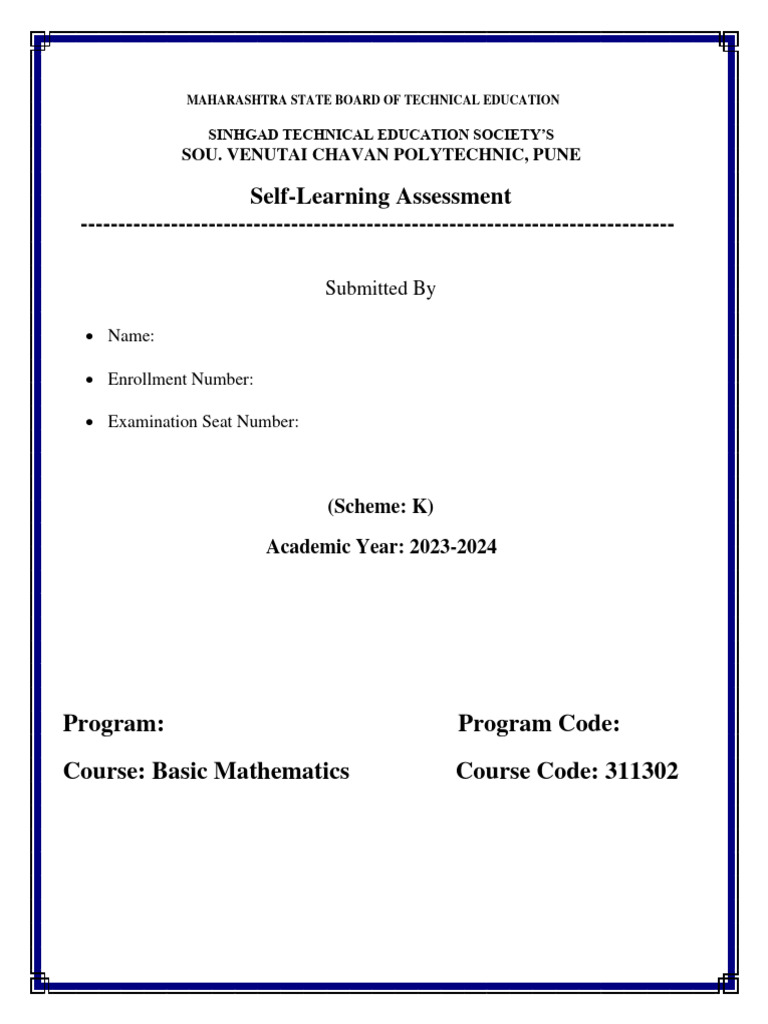 SLA Format - Basic Maths (311302) | PDF