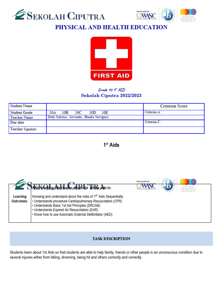 Student Name 1st Aid 2023 Term 3 | PDF | First Aid | Cardiopulmonary ...