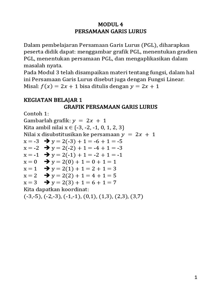 E MODUL 4 Persamaan Garis Lurus | PDF