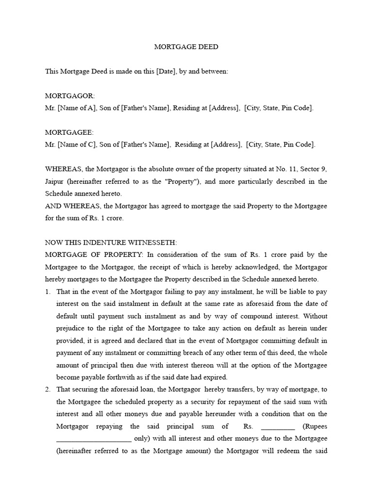 Mortgage Deed | PDF | Mortgage Law | Mortgage Loan