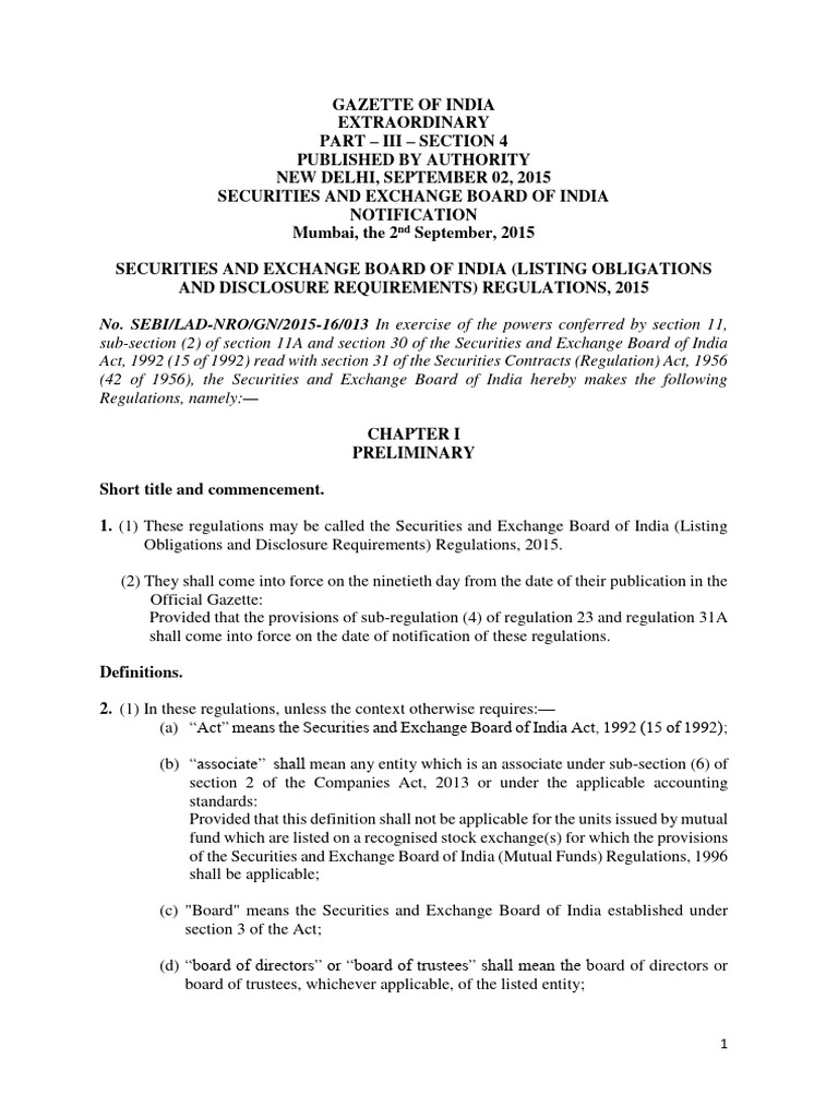 Sebi Lodr July 2023 Pdf Board Of Directors Securities Finance