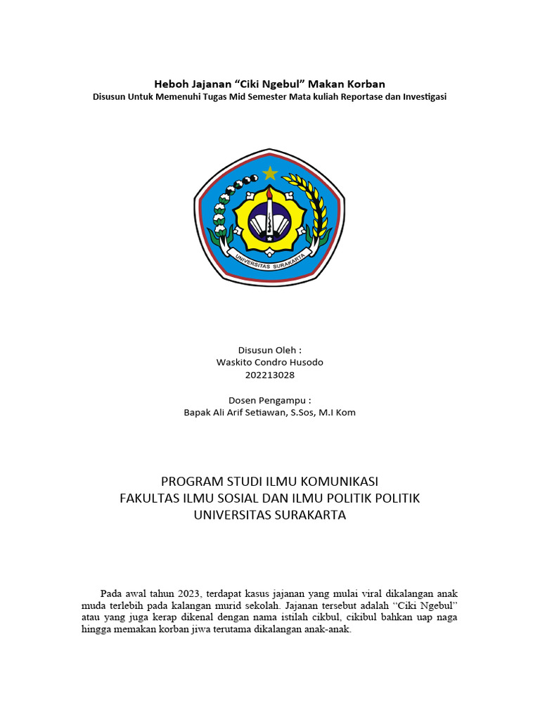 Waskito CH 202213018 - Reportase Dan Investigasi | PDF | Kesehatan Holistik