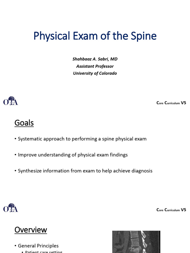 Spine Physical Exam Techniques Guide | PDF | Spinal Cord Injury ...