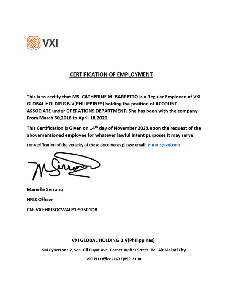 CERTIFICATION-OF-EMPLOYMENT | PDF