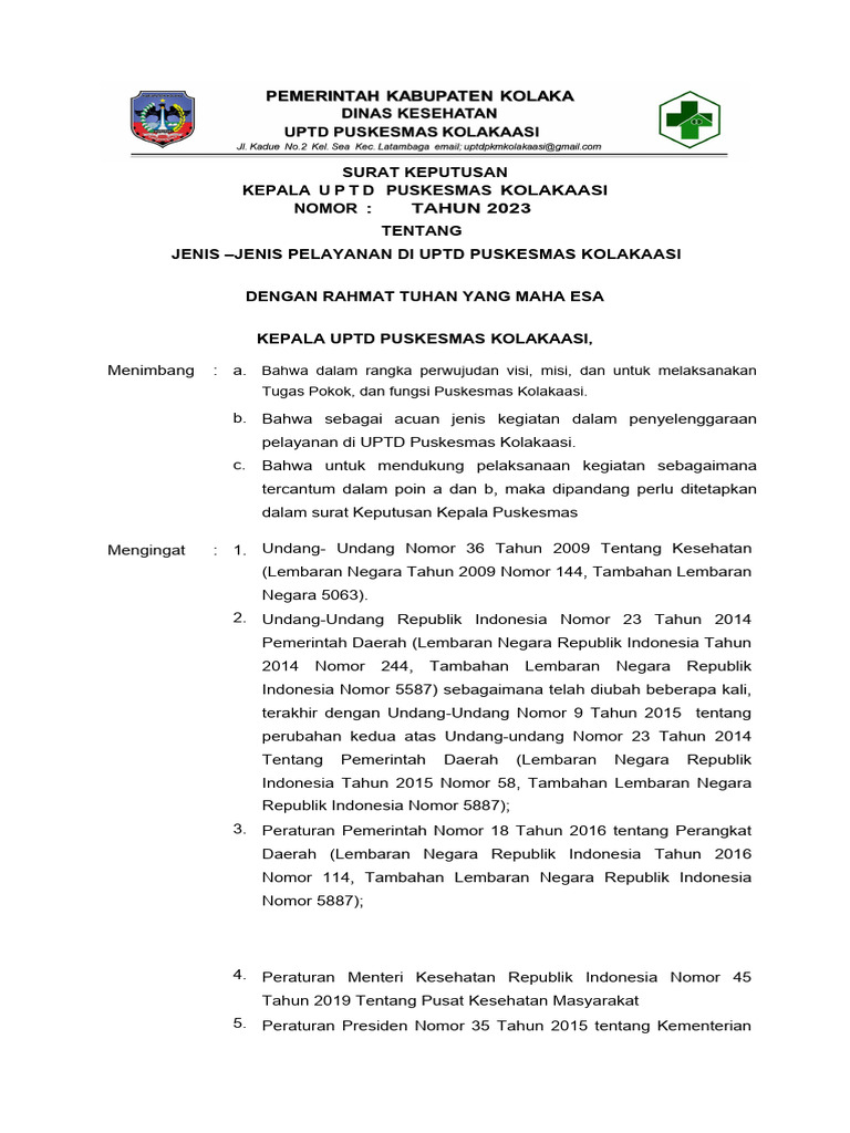 1.1.1.2 SK Jenis Pelayanan | PDF