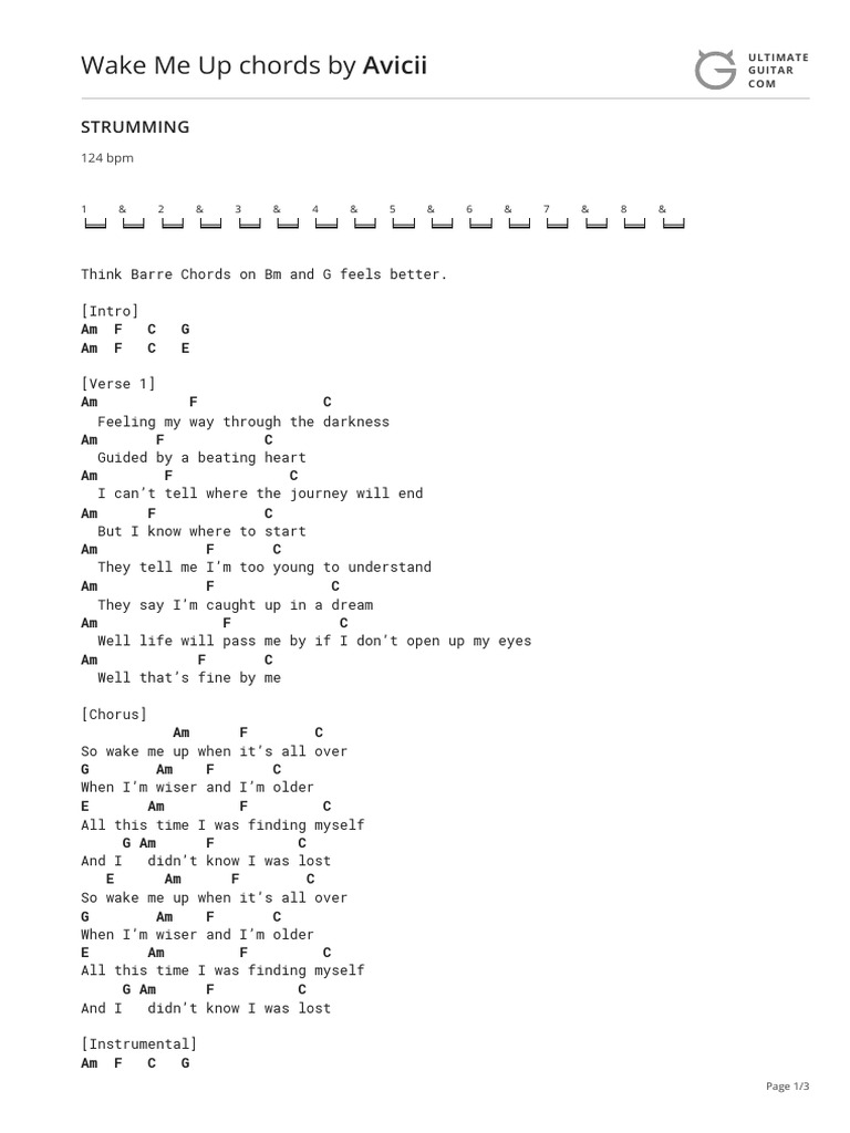 Avicii's "Wake Me Up" Chords Guide | PDF | Song Structure | Musical Forms
