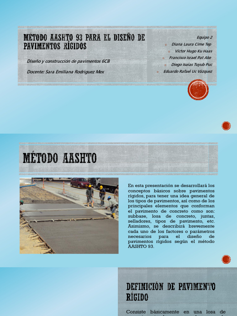 MÉTODO AASHTO 93 Pavimento Rigido Equipo 2 | Descargar gratis PDF ...