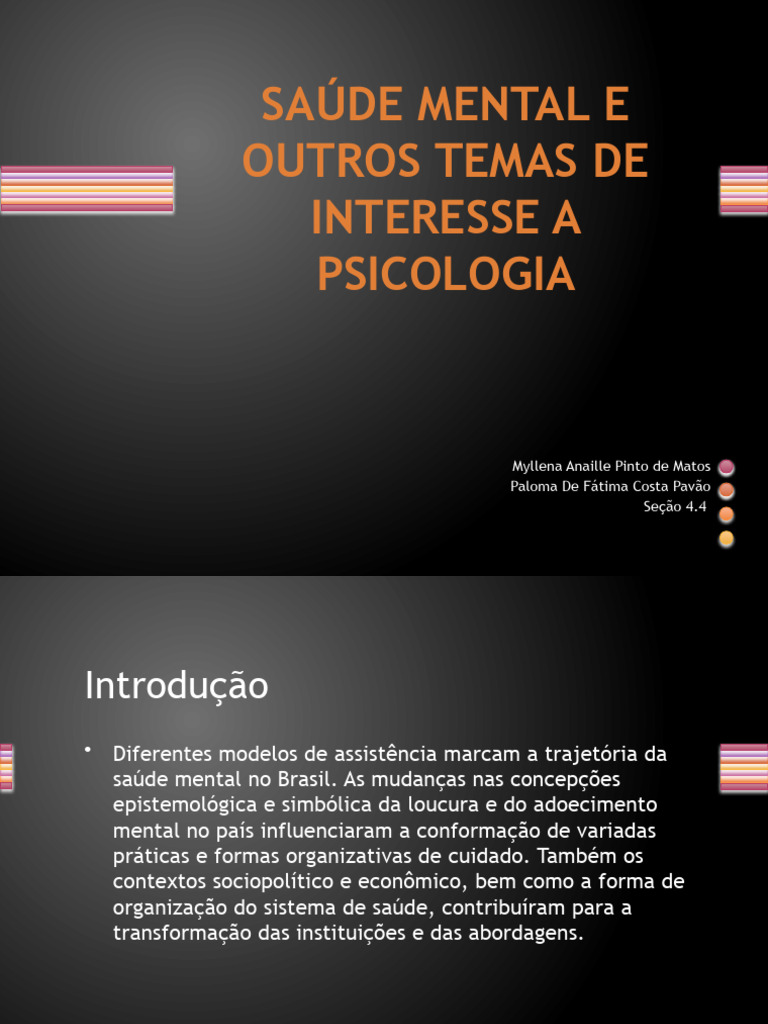 Saúde Mental e Outros Temas ( | PDF | Saúde mental | Psicologia